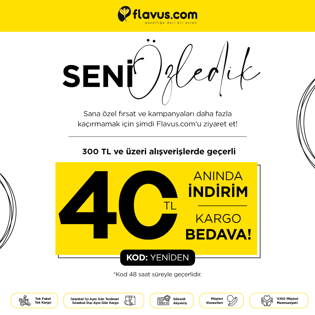 40TL Flavus Sana Özel İndirim Kuponu Haziran 2026 | Kuponla.com